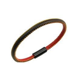 ZEEme Damen Armband "echt Leder mit Deutschland-Farben 19cm", 19cm, Edelstahl, bunt, Edelstahl, Armb&auml;nder