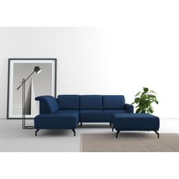 Sit & More Ecksofa SIT & MORE, B:249cm H:84cm T:205cm, blau, Wohnzimmer, Sofas, "Bailando L-Form", wahlweise mit Kopfteilverstellung und Vorziehsitz, motorisch