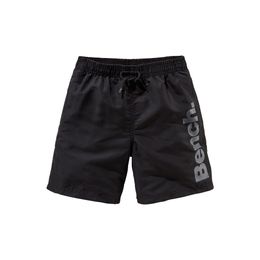 Bench. Jungen Badeshorts, schwarz, Gr. 110, unifarben, Microfaser, Polyester, Badehosen, mit trendigem Logoschriftzug