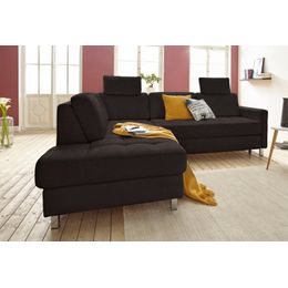 Sit & More Ecksofa SIT & MORE, B:233cm H:80cm T:196cm, schwarz, Luxus-Microfaser ALTARA NUBUCK (100% Polyester) / Struktur fein (100%