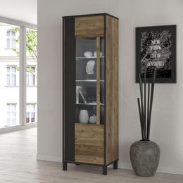 Vitrine FORTE, B:59,8cm H:194cm T:42cm, beige, Wohnzimmer, Schr&auml;nke, "Hayato", H&ouml;he ca. 194 cm