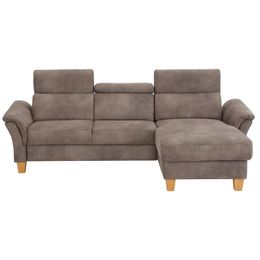 Ecksofa Home Affaire, B:256cm H:84cm T:167cm, braun, 100% Polyester, Wohnzimmer, Sofas, "Conville L-Form", Federkern, wahlweise mit Bettfunktion und