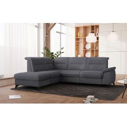 Sit & More Ecksofa SIT & MORE, B:256cm H:91cm T:225cm, grau, 100% Polyester, Wohnzimmer, Sofas, "Astoria L-Form", wahlweise mit motorischer Relaxfunktion