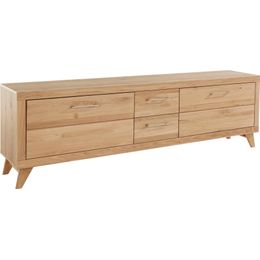 Lowboard, B:211cm H:55cm T:42cm, braun, VOGL M&Ouml;BELFABRIK, Massivholz, Spanplatte, Sideboards, "1237", Massivholzfront, Breite ca. 211 cm, mit