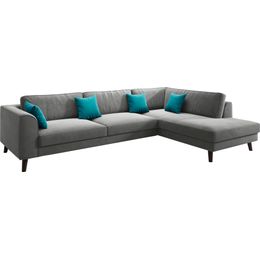 Ecksofa Inosign, B:294cm H:83cm T:203cm, grau, Luxus-Microfaser (100% Polyester);Samt (100% Polyester), Wohnzimmer, Sofas, "Laurentia, L-Form", mit 4