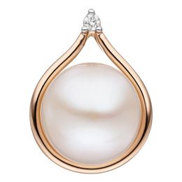 Jobo Damen Perlenanhänger "Anhänger mit Perle", SI = kleine Einschlüsse, Diamanten Perlen Roségold 585, rosa, Diamanten, Perlen, Roségold 585,