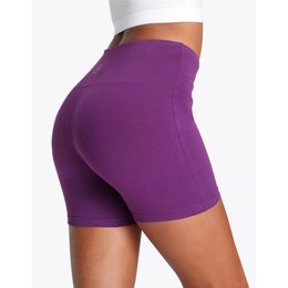 Lascana Damen Shorts, Gr. 32, lila, Single Jersey, Obermaterial: 95% Baumwolle, 5% Elasthan, unifarben, Basic, Hosen, mit breitem B&uuml;ndchen und