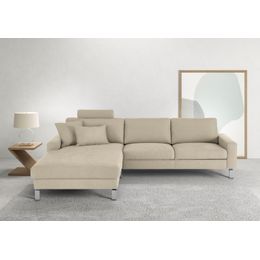 Ecksofa 3C CANDY, B:281cm H:86cm T:194cm, beige, 100% Polyester, Wohnzimmer, Sofas, "Lecce, wahlweise PUR-Schaumstoff oder Tonnentaschenfederkern",