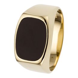Jobo Herren Fingerring, 66, Gelbgold 585, schwarz, Gelbgold 585, Fingerringe, 585 Gold mit Onyx