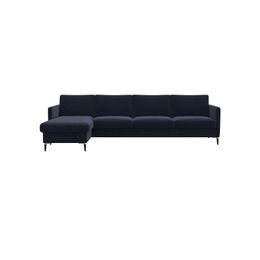 Ecksofa FLEXLUX, B:280cm H:85cm T:159cm, blau, 100% Polyester, Wohnzimmer, Sofas, "Fiore, L-Form", schmale Armlehnen, Kaltschaum, Füße Alu+schwarz