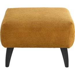 Polsterhocker Inosign, B:66cm H:44cm T:66cm, gold, 100% Polyester, Hocker, "Colori", Holzfußfarbe wählbar, verschiedene Stoffe, hochwertige