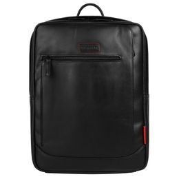 Bugatti Damen Laptoprucksack "CLARK", schwarz, Leder, Rindsleder, Rucksäcke, echt Leder