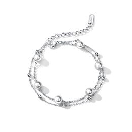 Firetti Damen Perlenarmband "Schmuck Geschenk Armschmuck Armkette Perle", 21,5cm, Edelstahl Perlen, silber, Edelstahl, Perlen, Armbänder, mit Perle