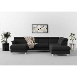 Sit & More Wohnlandschaft SIT & MORE, B:304cm T:216cm, grau, 100% Polyester, Sofas, "Marano U-Form", inklusive Kopfteilverstellung, wahlweise mit Bettfunktion,