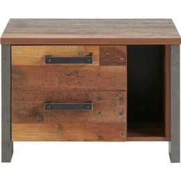 Nachtkonsole FORTE, B:62cm H:42cm T:42cm, grau, FSC-zertifizierter Holzwerkstoff, Sideboards, "Clif", mit 1 offenem Fach und 2 Schubkästen