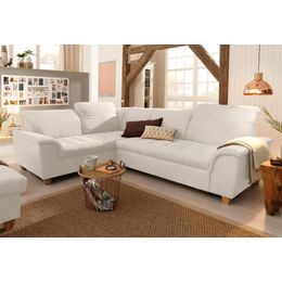 Ecksofa Home Affaire, B:275cm H:81cm T:214cm, beige, Luxus-Microfaser Lederoptik (100% Polyester);Microfaser PRIMABELLE (100% Polyester);Feinstruktur