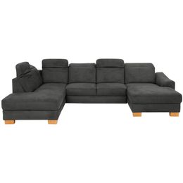 Wohnlandschaft Home Affaire, B:338cm H:86cm T:219cm, grau, Luxus-Microfaser Florence (100% Polyester), Sofas, "Dundee U-Form", wahlweise mit