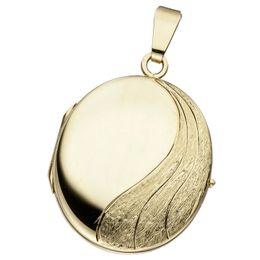 Jobo Damen Medallionanh&auml;nger "Anh&auml;nger Medaillon oval", Gelbgold 585, gelb, Gelbgold 585, Schmuckanh&auml;nger, 585 Gold