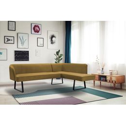 Eckbank, B:270cm H:83cm T:197cm, gelb, exxpo - SOFA FASHION, Esszimmer, Sitzbänke, "Americano", mit Keder und Metallfüßen, Bezug in verschiedenen