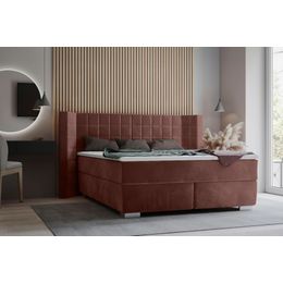 Boxspringbett Places of Style, B:181cm L:210cm, rosa, Strukturstoff-Bezug (100% Polyester);Samtvelours (100% Polyester), Komplettbetten, "Piazza",