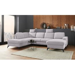 Wohnlandschaft Places of Style, B:303cm H:88cm T:212cm, silber, Struktur impr&auml;gniert - feucht abwischbar (100% Polyester);Struktur Flausch (90%