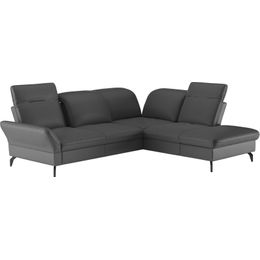 Sit & More Ecksofa SIT & MORE, B:288cm H:88cm T:242cm, grau, 100% Polyester, Wohnzimmer, Sofas, "Leandro L-Form", Wahlweise mit Bett-, Kopfteil - und
