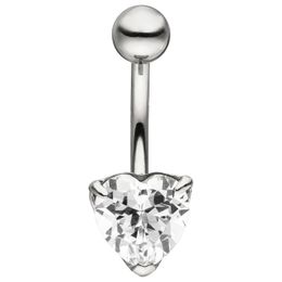 Jobo Damen Bauchnabelpiercing "Herz", silber, Edelstahl, Piercings, Edelstahl mit Zirkonia