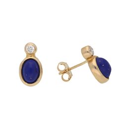 Vivance Damen Paar Ohrstecker "Lapislazuli", Gelbgold 585, gelb, Gelbgold 585, Ohrringe