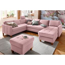 Wohnlandschaft Home Affaire, B:292cm H:80cm T:204cm, rosa, Struktur fein (100% Polyester);Luxus-Microfaser ALTARA NUBUCK (100%