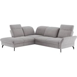 Sit & More Ecksofa SIT & MORE, B:288cm H:88cm T:242cm, silber, 90% Polyester, 10% Polyamid, Wohnzimmer, Sofas, "Leandro L-Form", Wahlweise mit Bett-, Kopfteil -
