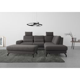 Sit & More Ecksofa SIT & MORE, B:260cm H:88cm T:226cm, grau, Wohnzimmer, Sofas, "Cinturo L-Form", inklusive Sitztiefenverstellung und Federkern, Sitzhöhe 45 cm