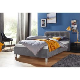 Polsterbett, B:130cm L:210cm, grau, Westfalia Schlafkomfort, Bezug Bett: Microfaser (100% Polyester) oder Strukturstoff (77% Polyester, 23%