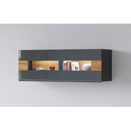 Hängevitrine Inosign, B:131cm H:45cm T:37cm, schwarz, ABS-Kunststoff, FSC-zertifizierter Holzwerkstoff, Glas, MDF, Melamin, Wohnzimmer, Schränke,