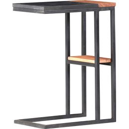 Beistelltisch GUTMANN FACTORY, B:46cm H:64cm T:31cm, schwarz, Garten, Tische, "Grace", mit Echtsteinfurnier und Messingapplikationen