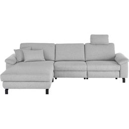 Ecksofa 3C CANDY, B:308cm H:91cm T:185cm, grau, 100% Polyester, Wohnzimmer, Sofas, "Mainau L-Form", Relaxfunktion im 1,5-Sitzer, motorische