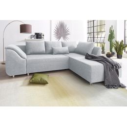 Ecksofa Collection AB, B:256cm H:87cm T:165cm, grau, Microfaser PRIMABELLE (100% Polyester) / Struktur (80% Polyester, 20% Acryl);Struktur (80%