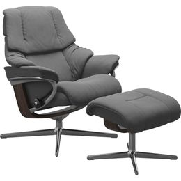 Fu&szlig;hocker stressless, B:55cm H:43cm T:41cm, grau, Microfaser DINAMICA (88% Polyester, 12% Polyurethan), Garten, Hocker, "Reno", mit Cross Base, Gr&ouml;&szlig;e