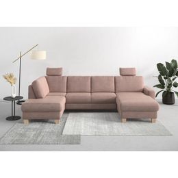 Wohnlandschaft Home Affaire, B:314cm H:91cm T:170cm, rosa, 95% Polyester, 5% Polyamid, Sofas, "Summer U-Form", mit oder ohne Bettfunktion und