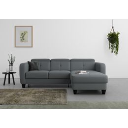Sit & More Ecksofa SIT & MORE, B:247cm H:85cm T:170cm, grau, Wohnzimmer, Sofas, "Belluci L-Form", inklusive Federkern, wahlweise mit Bettfunktion und Bettkasten
