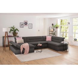 Wohnlandschaft Inosign, B:355cm H:80cm T:216cm, braun, 100% Polyester, Sofas, "Avesa U-Form", Wahlweise mit Armteilverstellung und Bettfunktion,