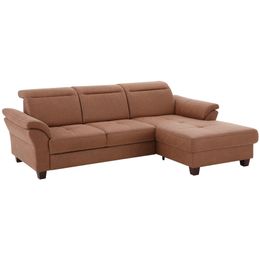 Ecksofa Home Affaire, B:255cm H:104cm T:185cm, braun, Struktur (100% Polyester);Luxus-Microfaser Lederoptik (100% Polyester);Luxus-Microfaser ALTARA