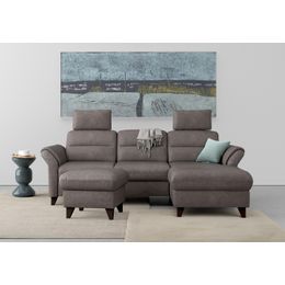Sit & More Ecksofa SIT & MORE, B:250cm H:87cm T:163cm, grau, 100% Polyester, Wohnzimmer, Sofas, "Mellum L-Form", Federkern, wahlweise mit Bettfunktion,