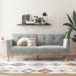 3-Sitzer, B:192cm H:82cm T:80cm, grau, COSMOLIVING BY COSMOPOLITAN, 100% Polyester, Sofas, "Gloria", Mit Knopfsteppung