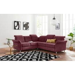 Sit & More Ecksofa SIT & MORE, B:249cm T:229cm, rot, Wohnzimmer, Sofas, "Darwin L-Form", inklusive Federkern, wahlweise mit Kopfteilverstellung, Bettfunktion