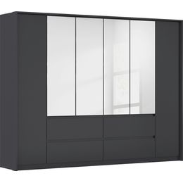 Drehtürenschrank Rauch, B:275cm H:212cm T:58cm, grau, Holzwerkstoff, Schränke, "Mainz mit Spiegel und Passepartout", optional mit Beleuchtung,