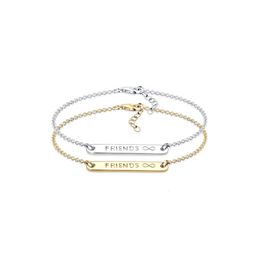 Elli Damen Armband Set "Infinity Freundschaft Set Bi-Color Silber", 17cm, ohne Stein, Silber 925 (Sterlingsilber), silber, Silber 925