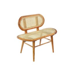 Sitzbank Sit, B:95cm H:80cm T:50cm, beige, Geflecht Rattan, Massivholz, Esszimmer, Sitzbänke, Sitz- und Rückenfläche mit Rattangeflecht