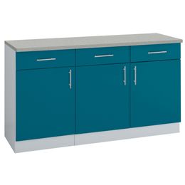 Wiho-Küchen Unterschrank WIHO KÜCHEN, B:150cm H:85cm T:50cm, blau, Küche, Schränke, "Kiel", 150 cm breit