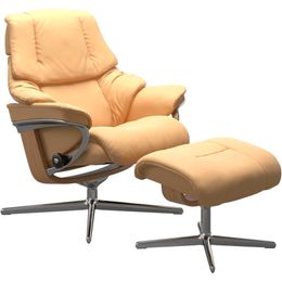 Relaxsessel stressless, B:79cm H:99cm T:75cm, gelb, Wohnzimmer, Sessel, "Reno", mit Cross Base, Größe S, M & L, Holzakzent Eiche