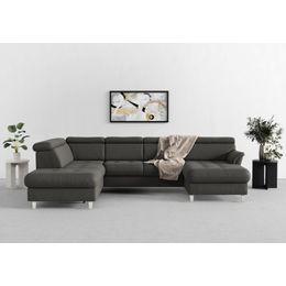 Sit & More Wohnlandschaft SIT & MORE, B:304cm T:216cm, grau, 100% Polyester, Sofas, "Marano U-Form", inklusive Kopfteilverstellung, wahlweise mit Bettfunktion,